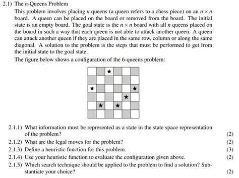 Solved 2 1 The N Queens Problem This Problem Involves Chegg Com