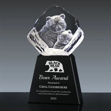 3d Crystal Bears Award 3d Laser Crystal Bears Sculpture Award