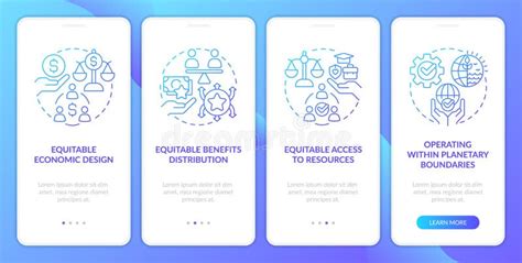 Characteristics Of Inclusive Growth Blue Gradient Onboarding Mobile App Screen Stock Vector