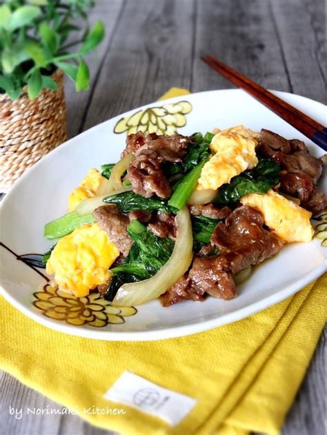 牛肉と小松菜のオイスターソース炒め レシピ レシピ 料理 レシピ 牛肉