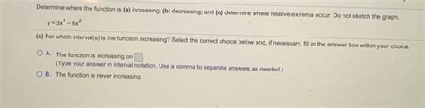 solved determine where the function in a increasing b