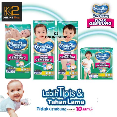 Jual MamyPoko Pants X Tra Kering Tidak Kembung S32 M30 L28 XL23 Popok