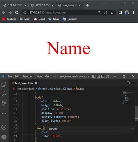 text hover effect using only besic html and css hover effect shorts codetechniques youtube