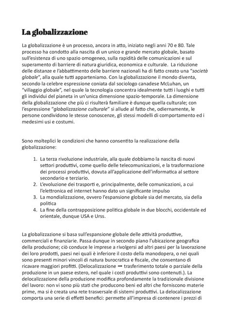 La Globalizzazione Docsity