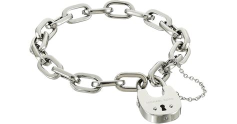Michael Kors Padlock Bracelet Link Bracelet In Silver Metallic Lyst