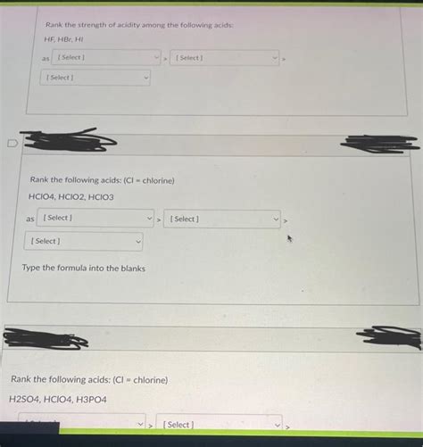 Solved Rank The Strength Of Acidity Among The Following