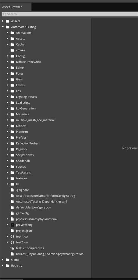 asset browser whole filesystem hierarchy is shown when project is not