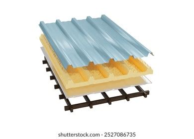 Cross Section Metal Roof System Showing Layers Stock Illustration