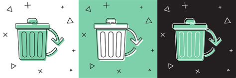 設置回收站 回收符號圖示隔離在白色和綠色黑色背景上垃圾桶圖示垃圾箱標誌回收籃號向量插圖向量圖形及更多小垃圾筒圖片 小垃圾筒 圖示 一個
