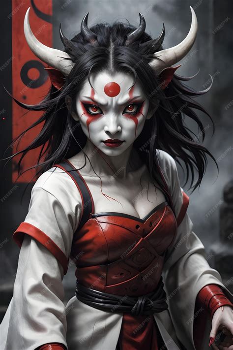 Premium Photo Portrait Of A Demonic Geisha