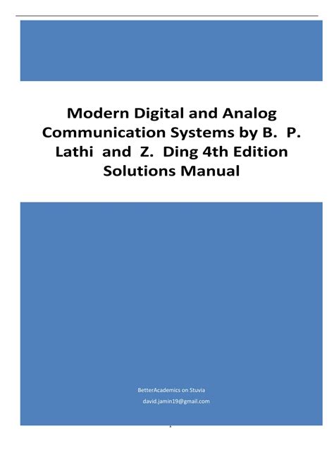 modern digital and analog communication systems by b p lathi and z