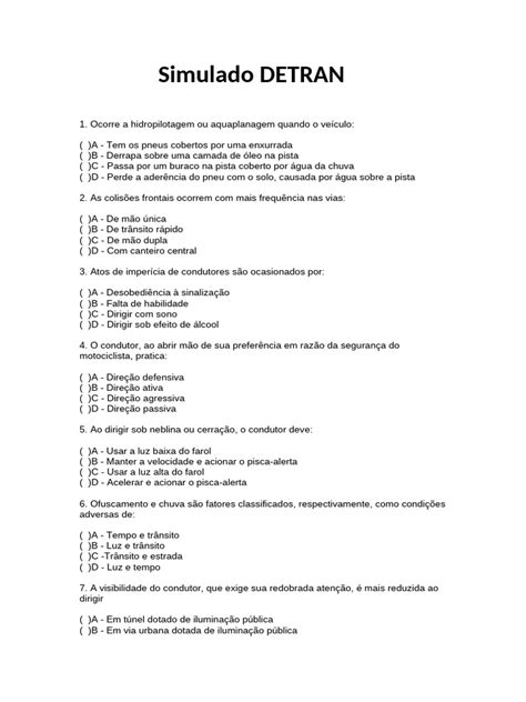 Simulado Detran Pdf