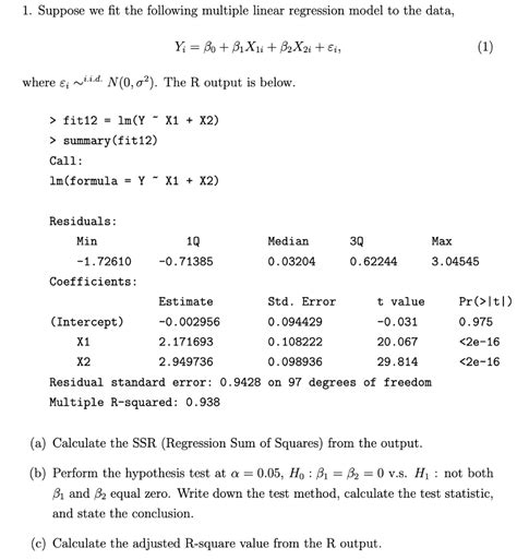 solved 1 suppose we fit the following multiple linear