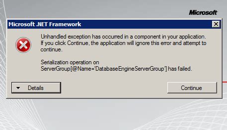 Unhandled Exception Error While Opening SQL Server Management Studio