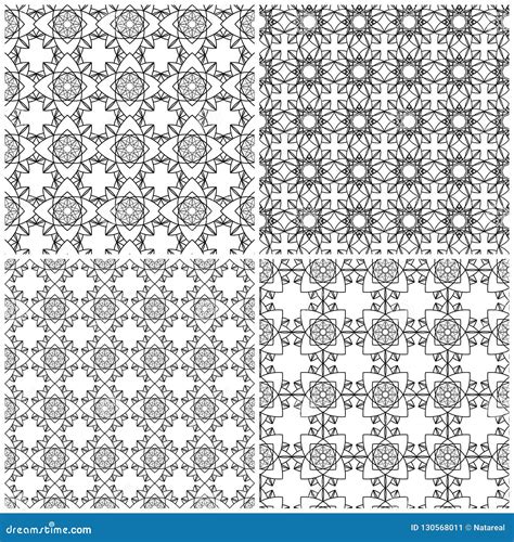 Set Of Four Seamless Abstract Grids Stock Vector Illustration Of Mesh