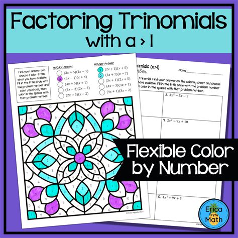 Factoring Trinomials When A Is Not 1 Color By Number Activity Made By