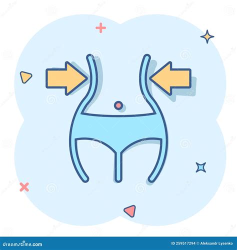 Weight Loss Icon In Comic Style Belly Cartoon Vector Illustration On