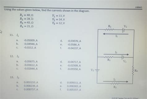 Solved Using The Values Given Below Find The Currents Shown