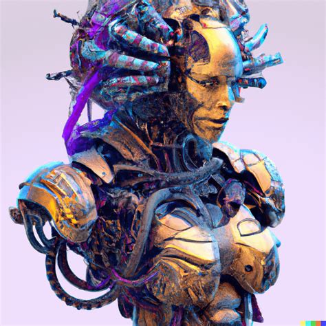“angry 3 D Venus Goddess Warrior Medusa Robot Beautiful Intricately
