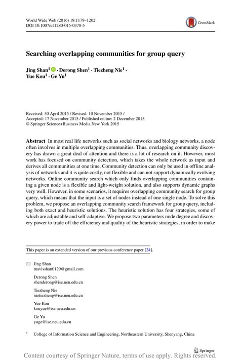 Searching Overlapping Communities For Group Query Request Pdf