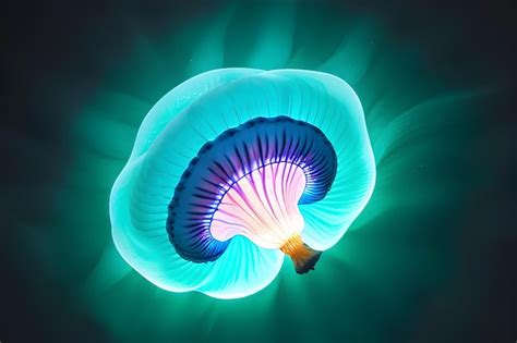Uma Foto Hipnotizante De Uma água Viva Bioluminescente Iluminando As