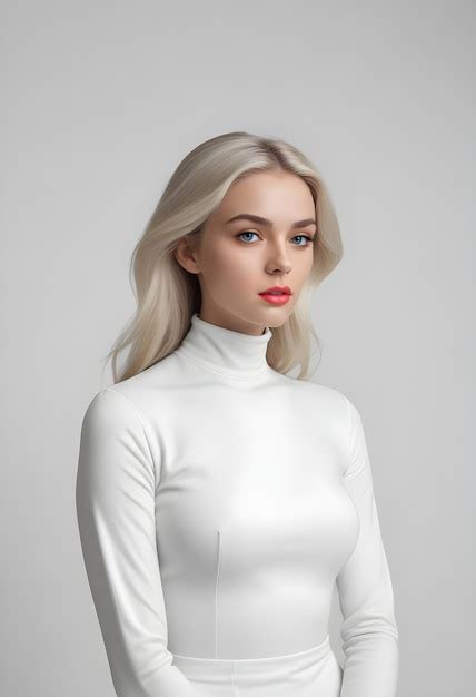A Model With Blonde Hair And A White Top And A White Shirt Premium Ai
