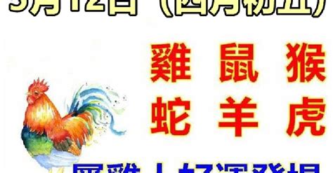 5月12日生肖運勢雞、鼠、猴大吉 趣聞圖說