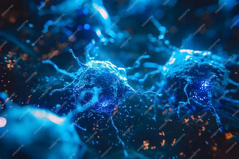 癌症細胞被藍光包圍象徵 Pcna 抑制劑 Aoh1996 突破概念癌症研究 Pcna 阻礙劑 Aoh1966 突破藍光影響象徵