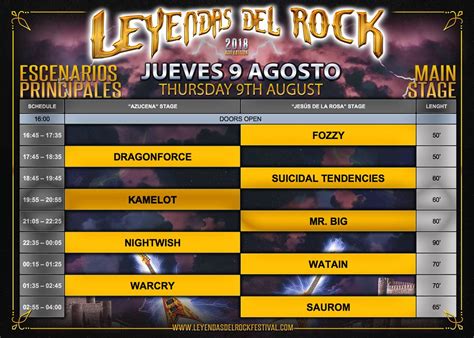 Metal Heart ⚡leyendas Del Rock 2018⚡ Horarios