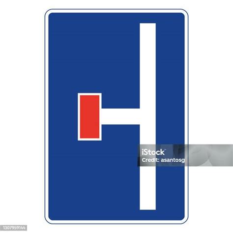 흰색 배경에서 격리된 파란색과 흰색의 직사각형 트래픽 신호입니다 막다른 길 0명에 대한 스톡 벡터 아트 및 기타 이미지 0명 교통 규칙 Istock