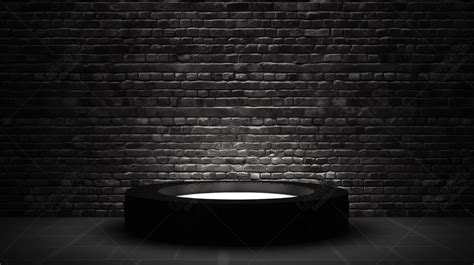 제품 디스플레이 강화 어두운 벽돌 벽을 배경으로 한 조명 3d 쇼케이스 스탠드 레이스 배경 제품 디스플레이 배경 비추다