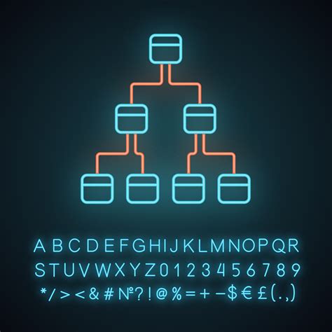 tree diagram neon light icon hierarchical system node link diagram