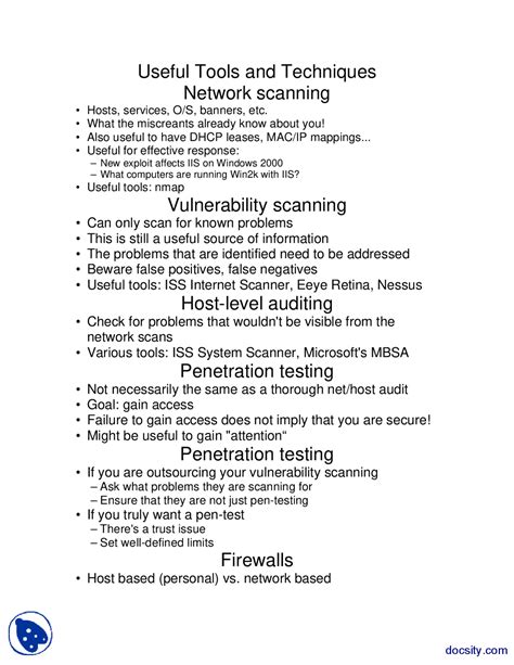 Useful Tools And Techniques For Network Scanning System Security And Cryptography Handout