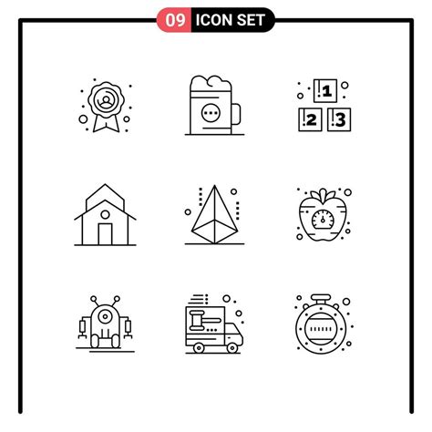 Set Of 9 Vector Outlines On Grid For Design Municipal Abc House