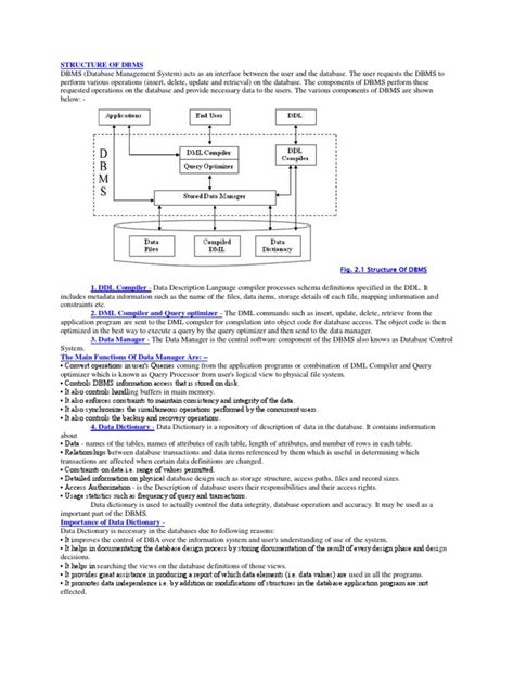Structure Of Dbmspdf Databases Data