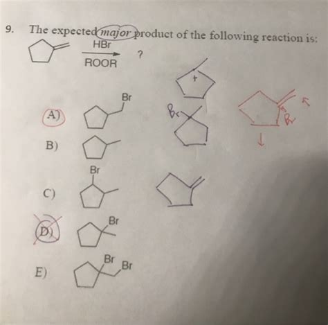 Solved 9· The expected major product of the following | Chegg.com