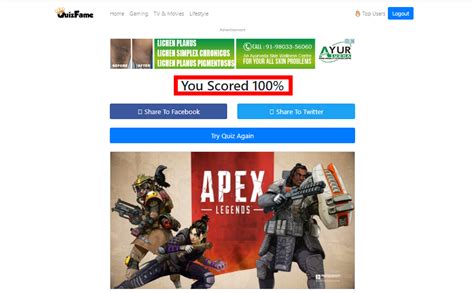 Quizfame Apex Legends Knowledge Test Quiz Answers