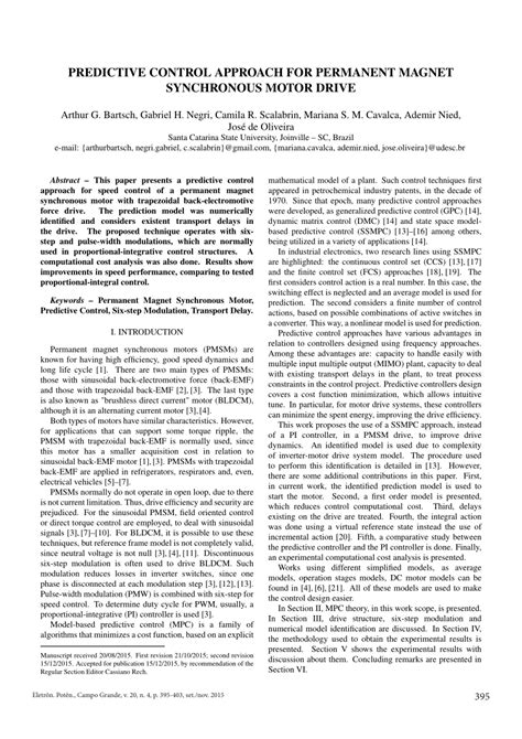 Pdf Predictive Control Approach For Permanent Magnet Synchronous Motor Drive