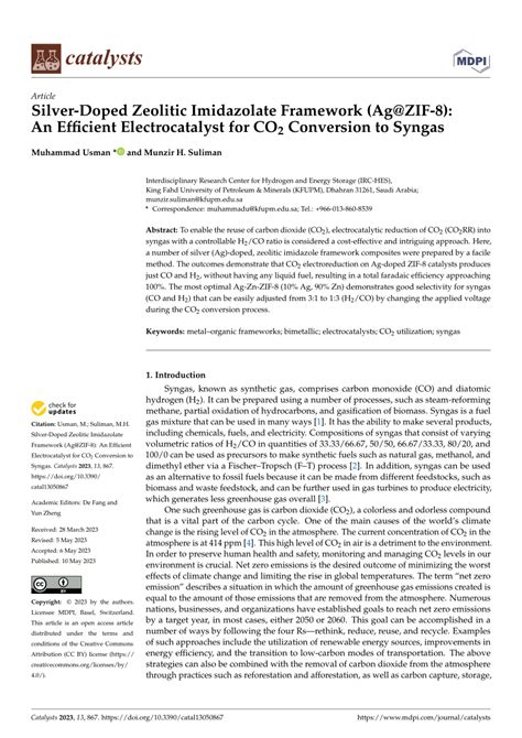 Pdf Silver Doped Zeolitic Imidazolate Framework Agzif 8 An Efficient Electrocatalyst For