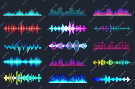 Premium Vector Colored Sound Waves Collection Analog And Digital