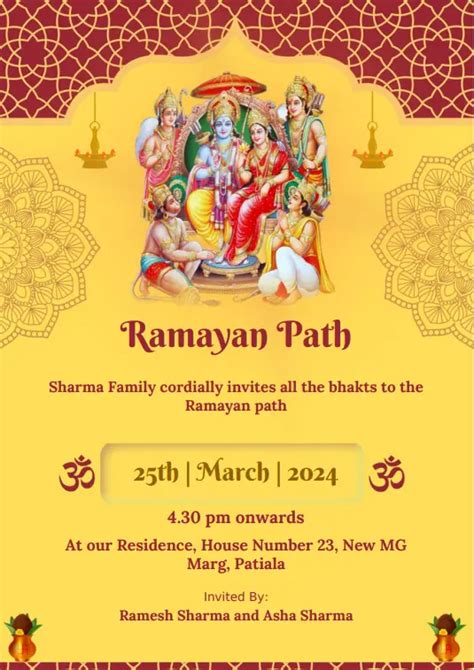 Ramayan Path Invitation Card Design Eternal Templates