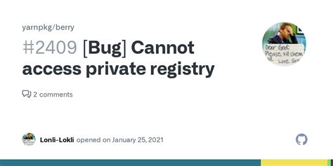 Bug Cannot Access Private Registry Issue Yarnpkg Berry GitHub