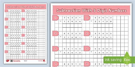 Long Subtraction Worksheets With Digit Numbers Twinkl