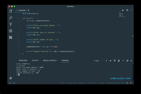 c program to calculate simple interest codevscolor