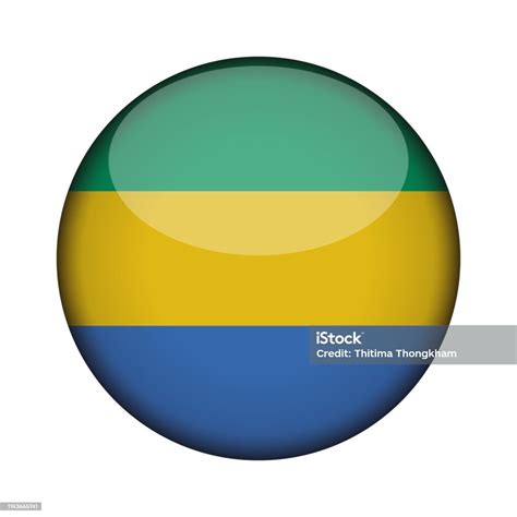 Flag In Glossy Round Button Of Icon Emblem Isolated On White Background