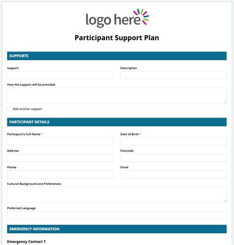 Ndis Participant Support Plan Online Form Templates Australia