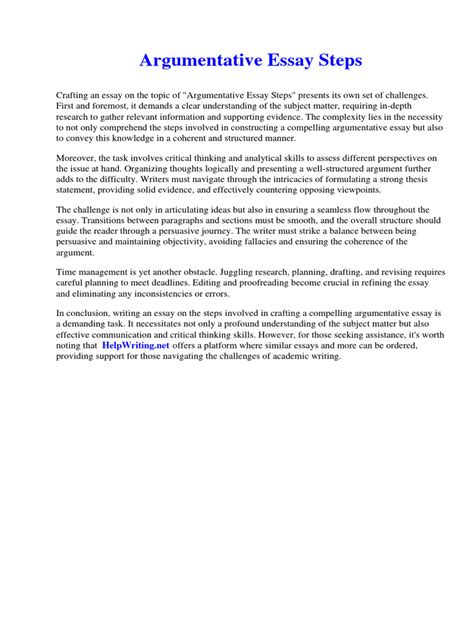 Argumentative Essay Steps Pdf Essays Critical Thinking