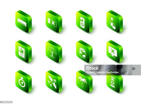 세트 항공권 방해하지 마세요 위스키 병과 유리 비행기와 말풍선 자외선 차단제 스프레이 비행기 창 열대 야자수와 비행기 아이콘 벡터 3차원 형태에 대한 스톡 벡터 아트 및