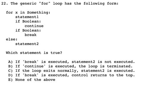 Solved The Generic For Loop Has The Following Form Chegg