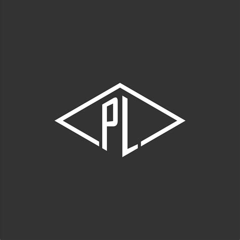 Initials Pl Logo Monogram With Simple Diamond Line Style Design